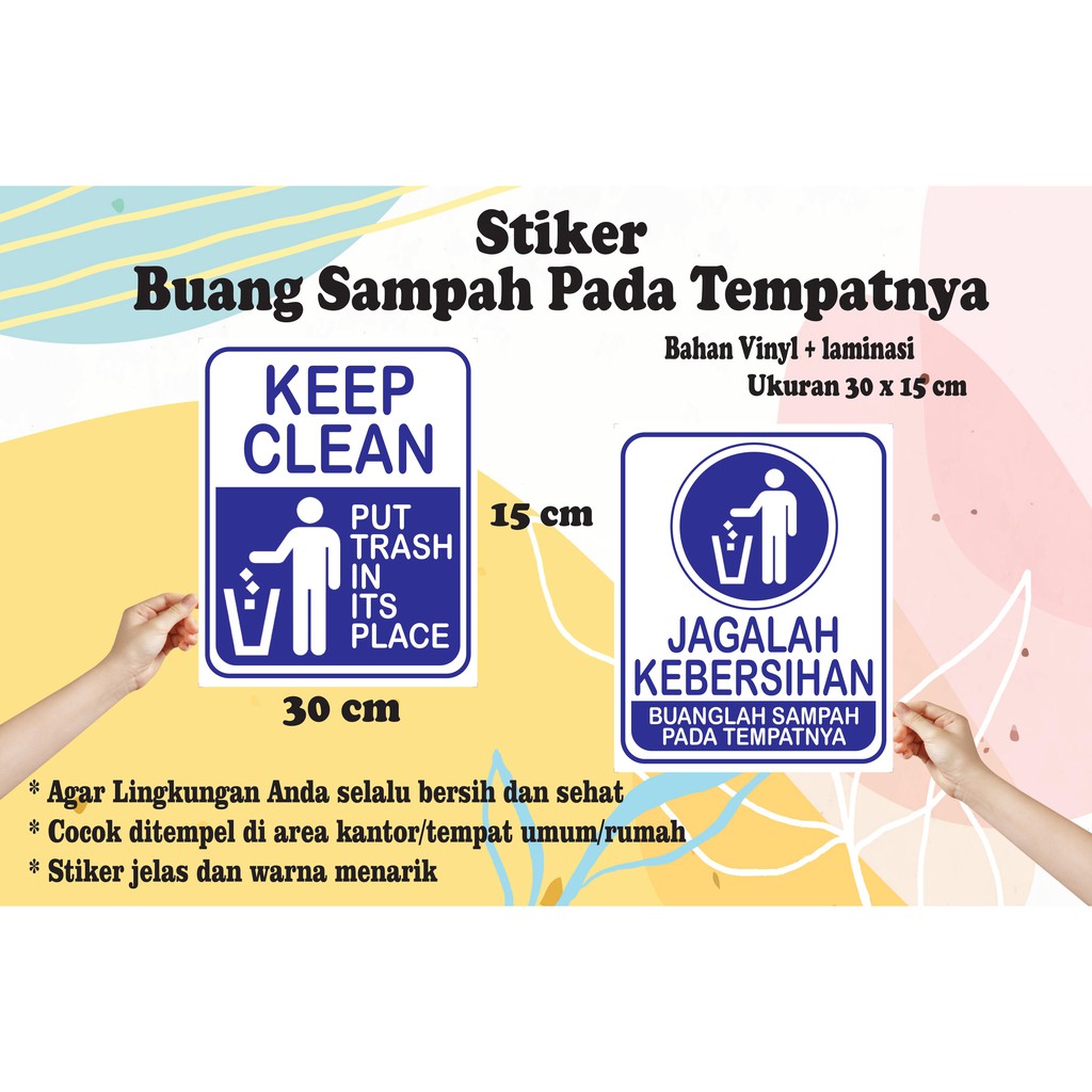 Jual (2 pcs) Stiker buang sampah pada tempatnya/stiker informasi/stiker ...