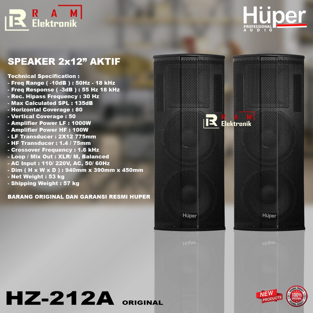 Jual Speaker Aktif Double 2 x 12 Inch HUPER HZ212 | HZ212A | HZ 212A ...