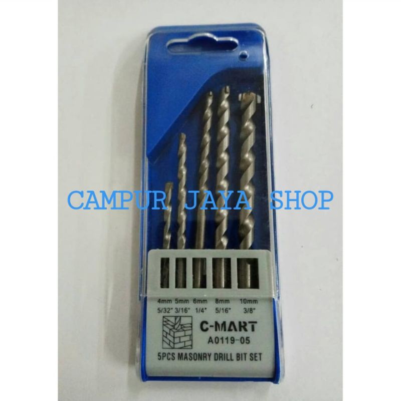 Jual Mata Bor Tembok Set C-Mart 0119-05/Mata Bor Beton Set 5Pcs/Impact | Shopee Indonesia