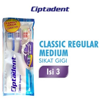 Jual CIPTADENT SIKAT GIGI ISI 3 CLASSIC DOUBLE ACTION REGULER SOFT ...