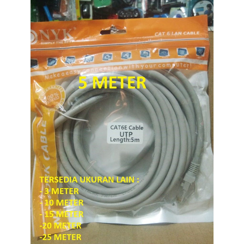 Jual Kabel Lan UTP Cat 6 NYK Panjang 5 Mater Siap Pakai-Murah | Shopee ...