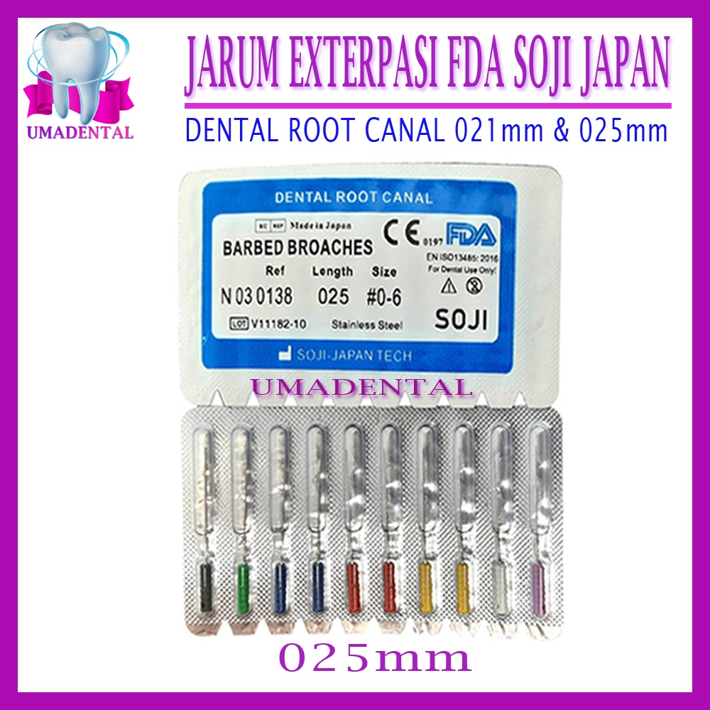 Jual Jarum extirpasi endo dental exterpasi barbed broach soji 21mm 25mm ...