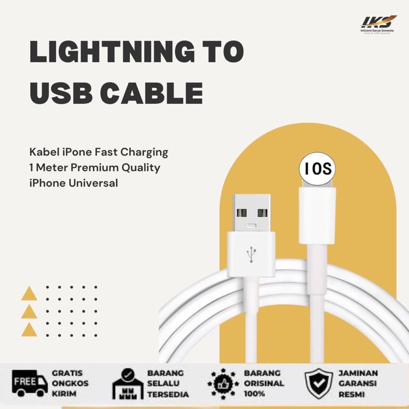 Jual Kabel Lightning to USB panjang 1 meter | Shopee Indonesia