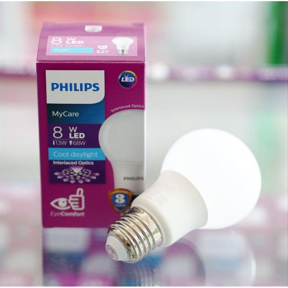 Jual Lampu Philips LED Bulb 8 Watt White/Putih (6500k) | Shopee Indonesia