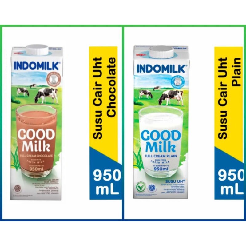 Jual Indomilk Susu UHT Full Cream Plain, Cokelat 950 ml Sehat Bergizi Anak | Shopee Indonesia
