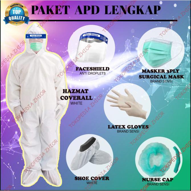 Jual APD FULL SET HAZMAT SUIT STANDAR MEDIS WATERPROOF SET LENGKAP FULL ...