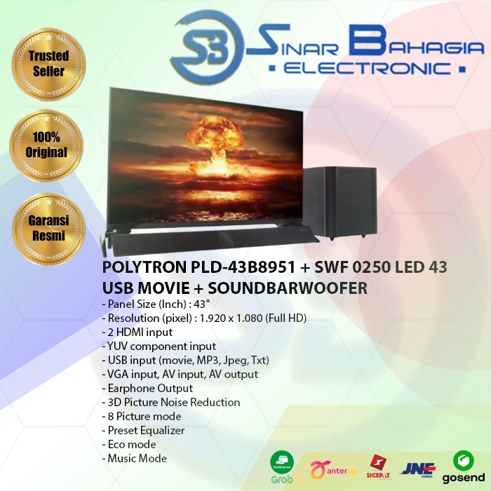 Jual POLYTRON PLD-43B8951 + SWF 0250 LED 43 + USB MOVIE + SOUNDBARWOOFER GARANSI 5 TAHUN (NEW ...