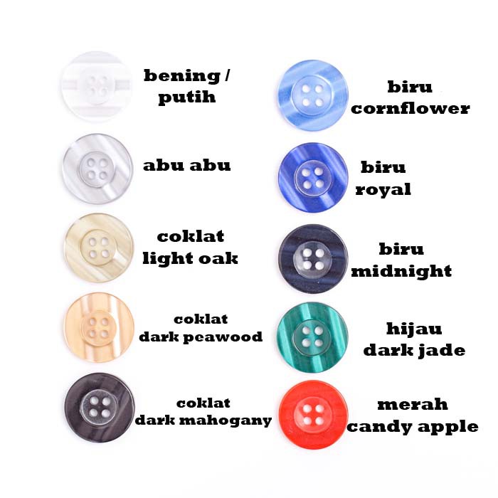 Jual ( Harga per 6 biji ) Kancing Seri CY 2cm ( pilihan warna putih ...