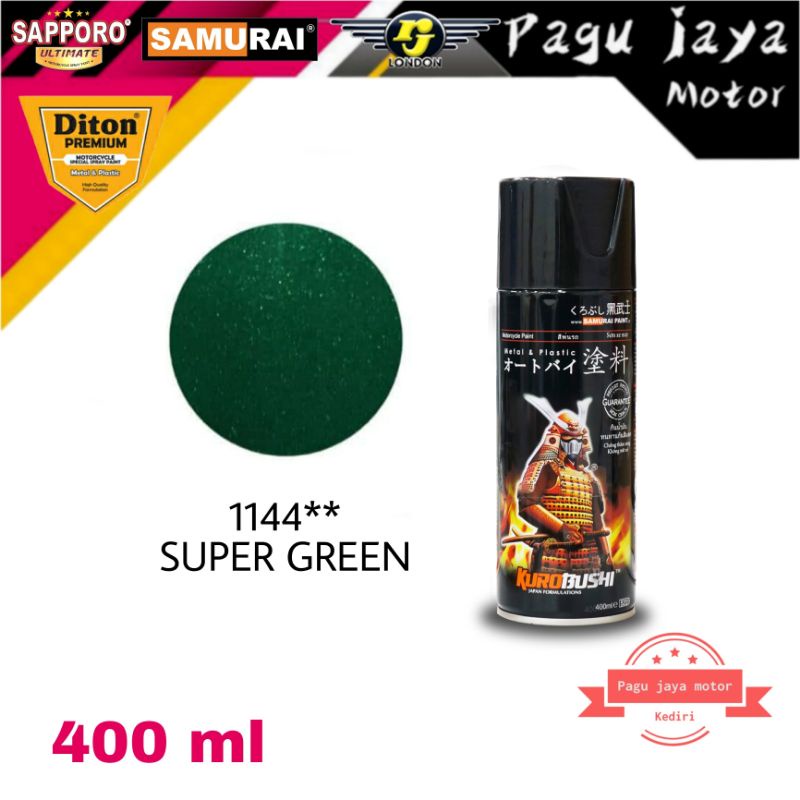 Jual samurai paint 400cc super green hijau cat semprot spray pilok ...
