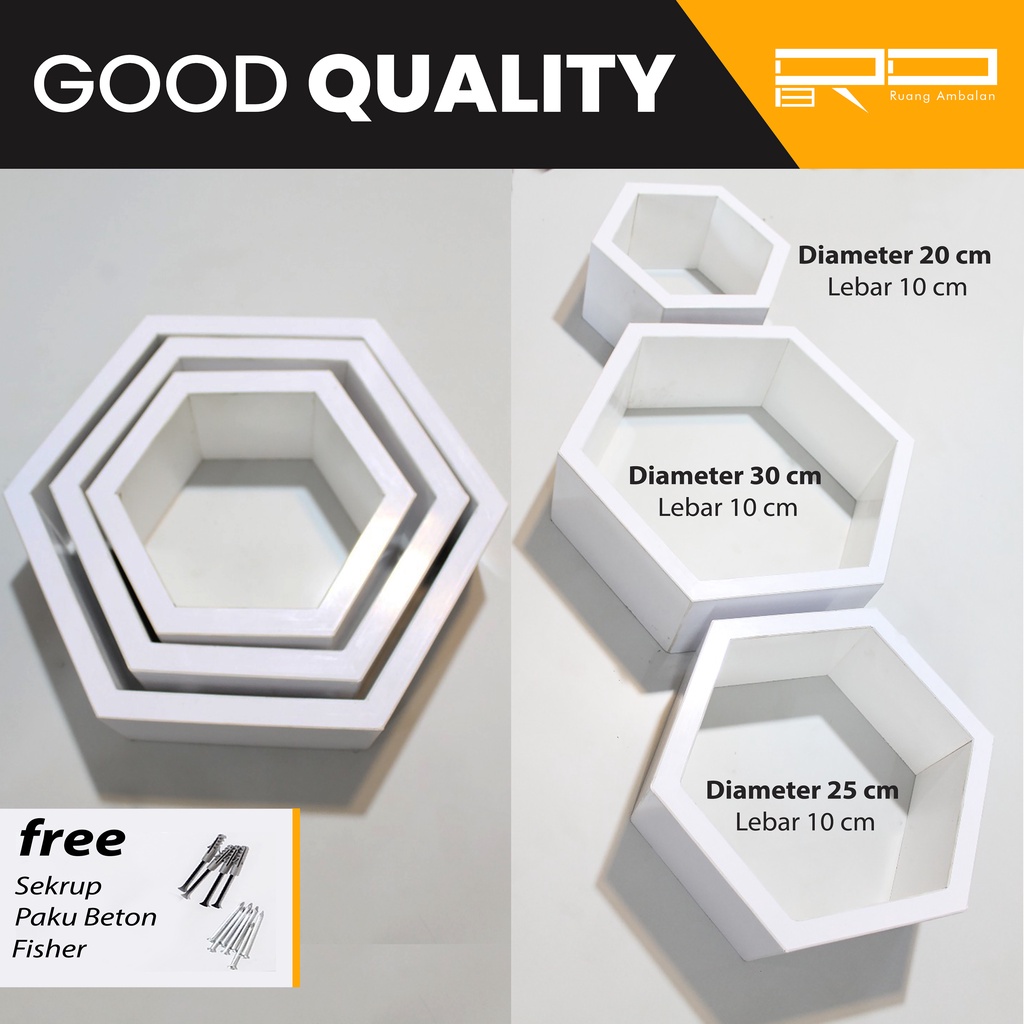 Jual Rak Dinding Hexagonal AMBALAN SEGI ENAM DIAGONAL PREMIUM QUALITY ...