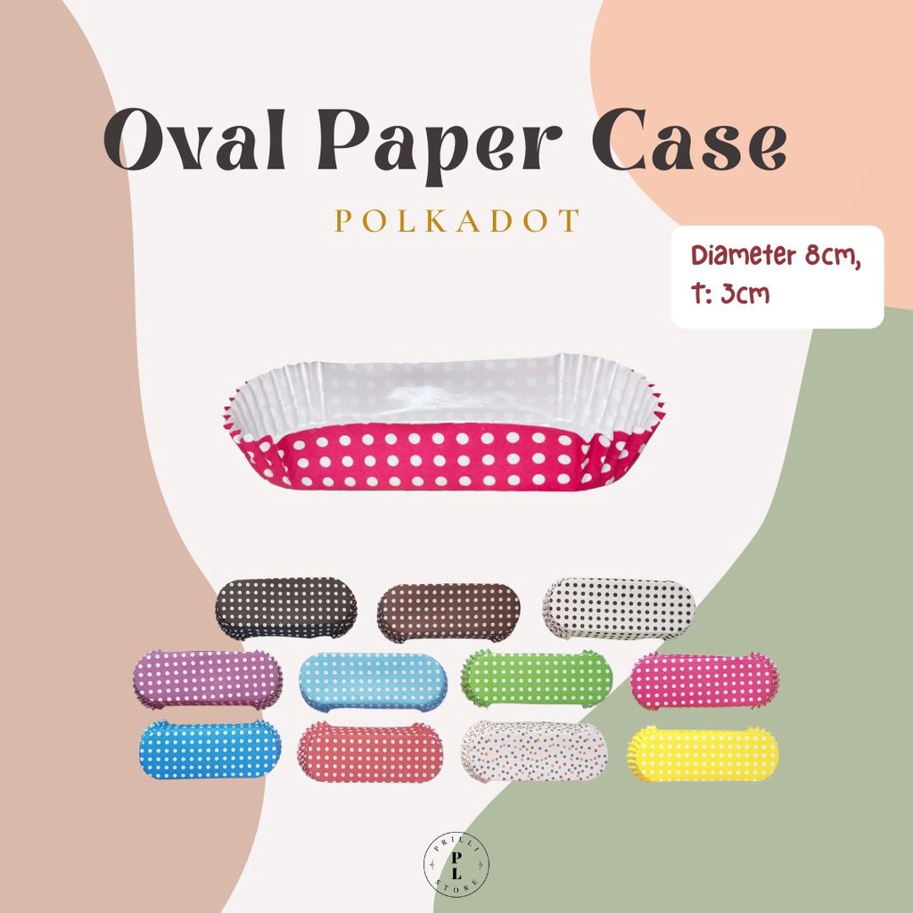 Jual Oval Paper Case Alas Panggang Kertas Cake Kue Roti Polkadot ...