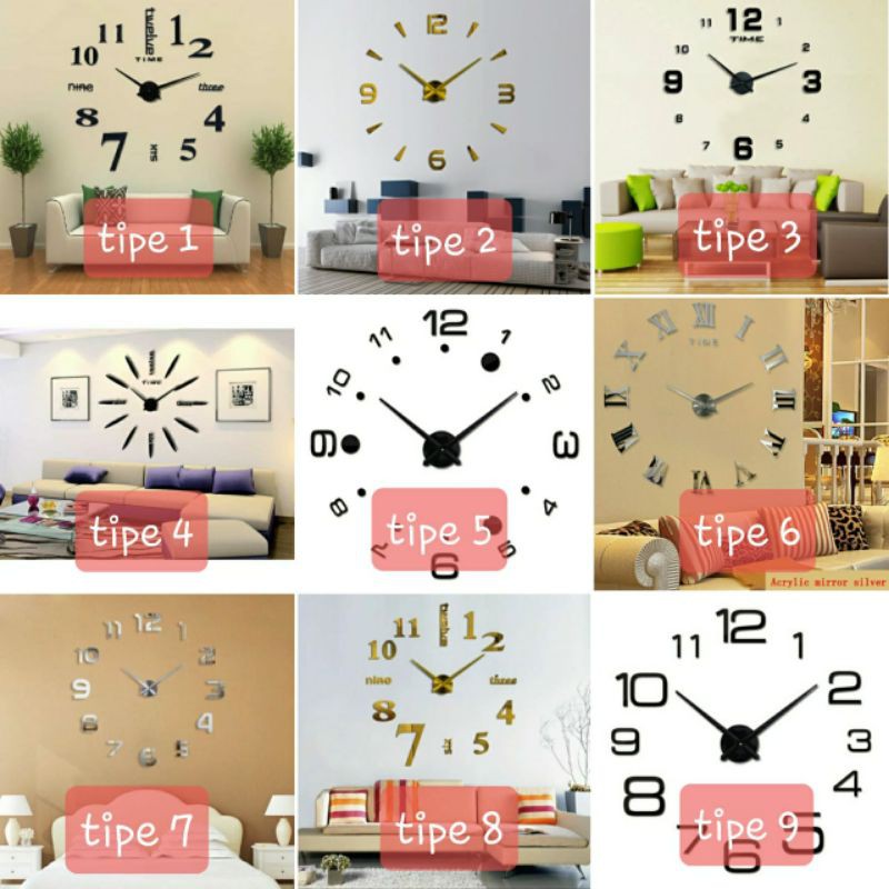 Jual BINTANA Taffware Jam Dinding Besar DIY Giant Wall Clock Quartz ...