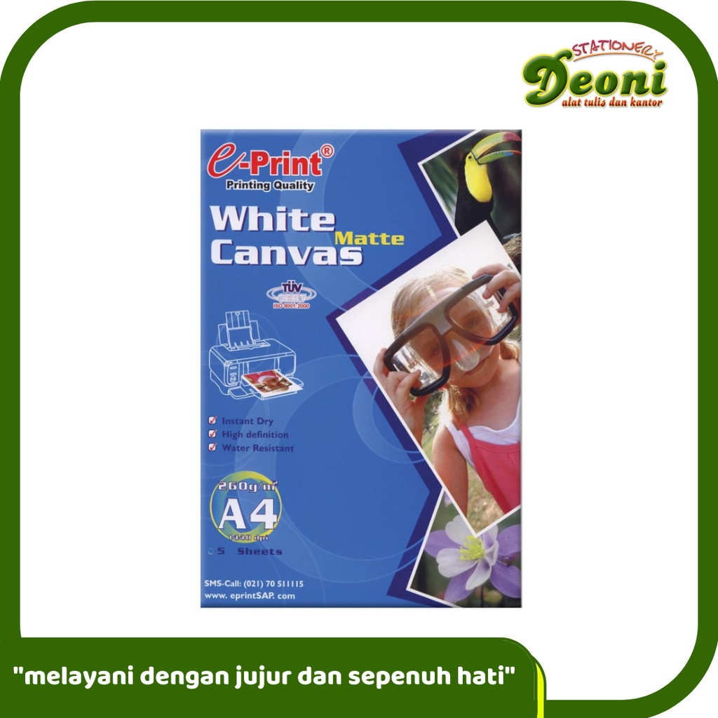 Jual E-PRINT A4 White Matte Canvas Kertas Foto 260gsm | Shopee Indonesia