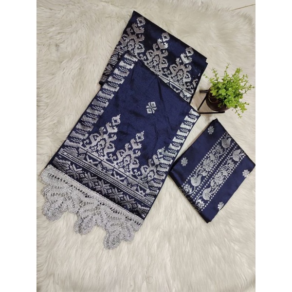 Jual Songket Silungkang couple set warna blueblack silver / navy | Shopee Indonesia