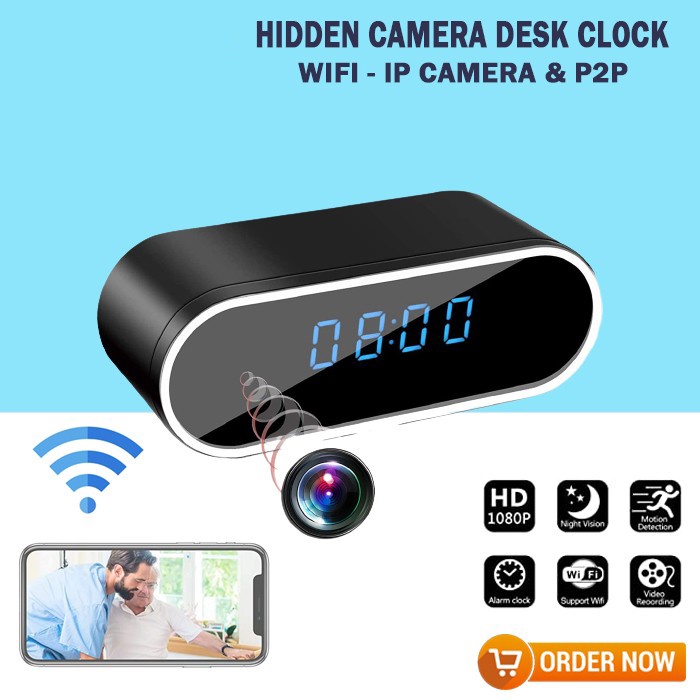 Jual cctv HD WiFi IP Mini Spy Hidden Camera Table Clock Motion ...