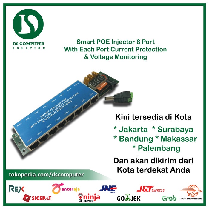 Jual ((BISA COD)) Smartpoe Injector 8 Port With Digital Voltage ...