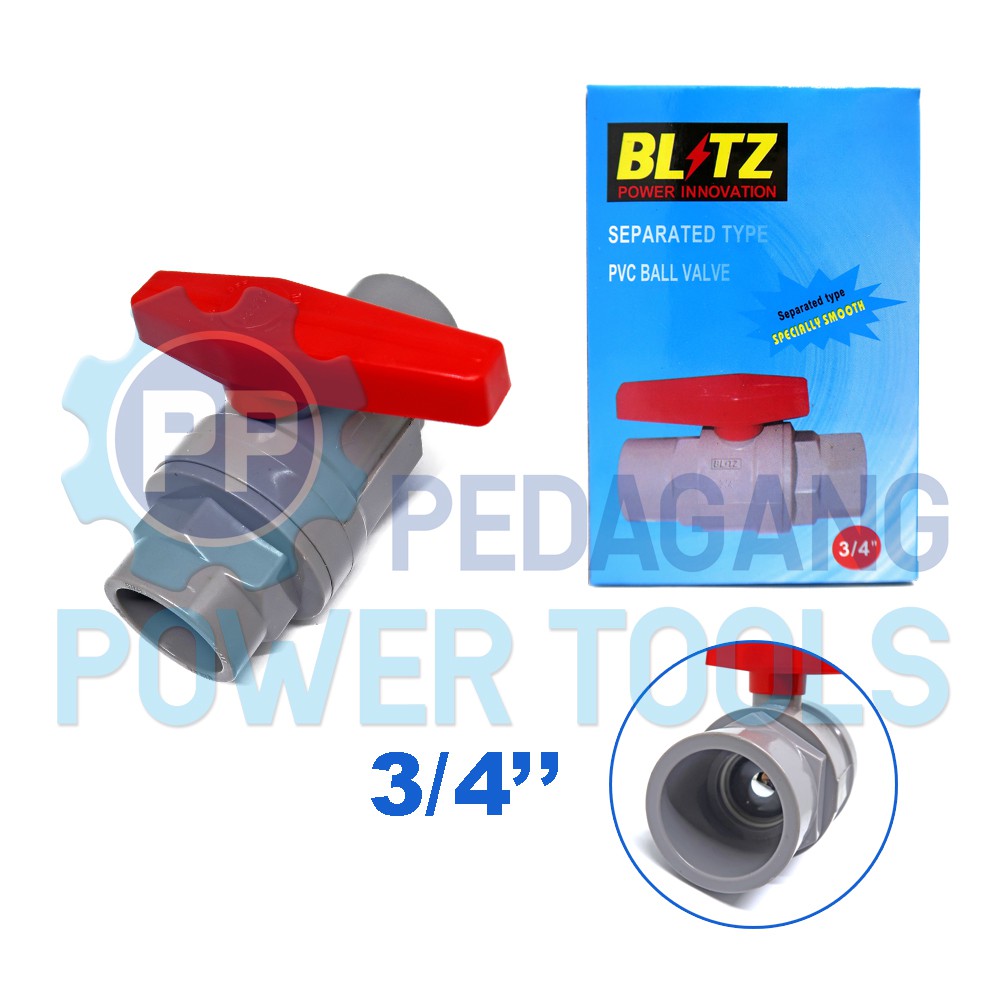 Jual BLITZ BALL VALVE PVC 3/4" INCH POLOS STOP KRAN PLASTIK KERAN AIR PIPA | Shopee Indonesia