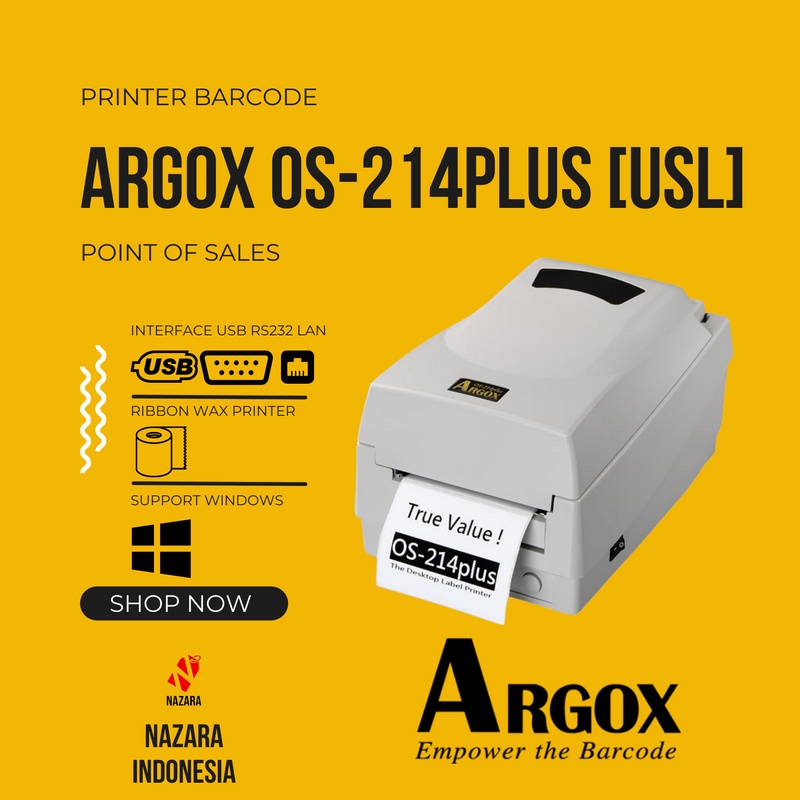 Jual Printer Barcode Label Argox OS-214Plus USB RS232 LAN | Shopee ...