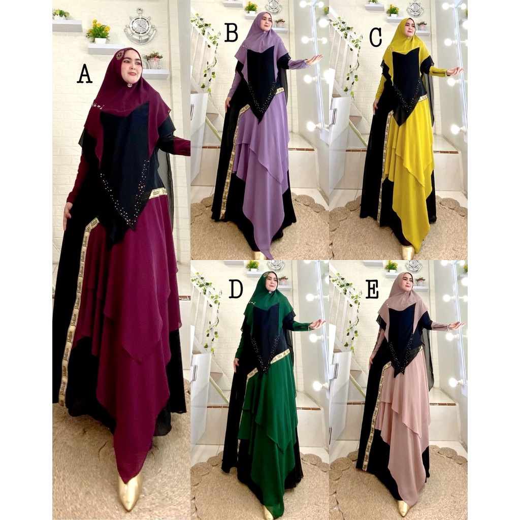 Jual DRESS ABIDAH PREMIUM SET BY YODIZEIN ( READY ) | Shopee Indonesia