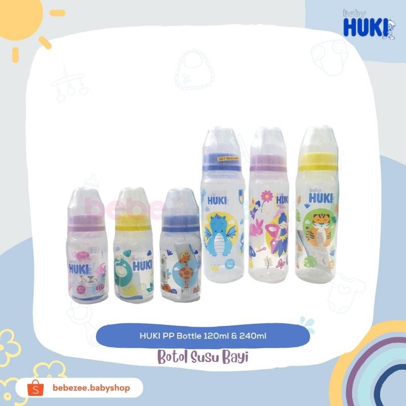Jual HUKI Botol PP 120ml dan 240ml nipple gepeng dan bulat/ botol susu ...