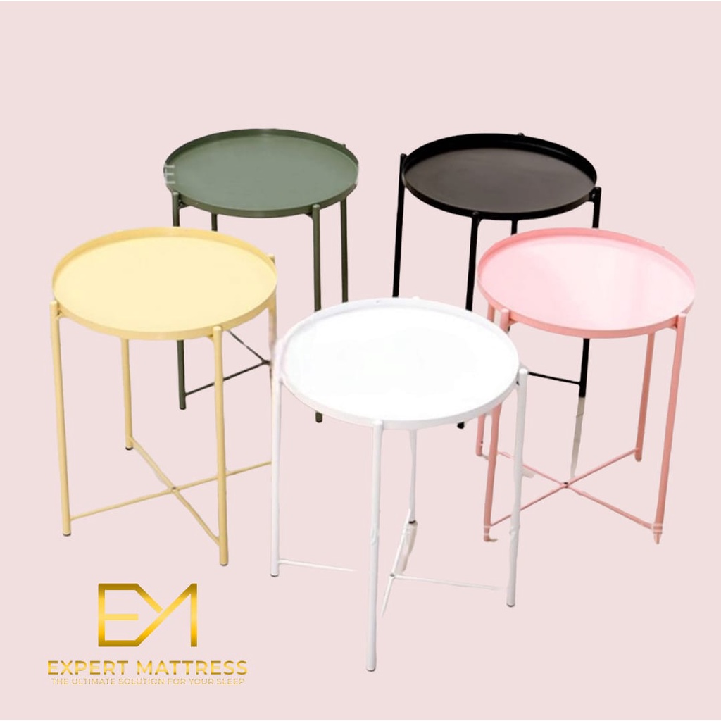 Jual Meja sudut bulat minimalis besi ruang tamu balkon teras aesthetic ...