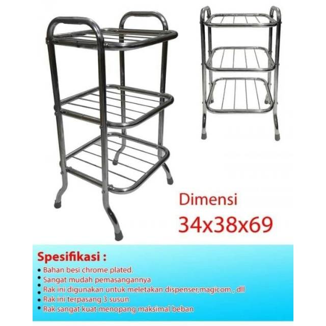 Jual Rak dispenser galon stainless susun 3 / kaki dispenser galon ...