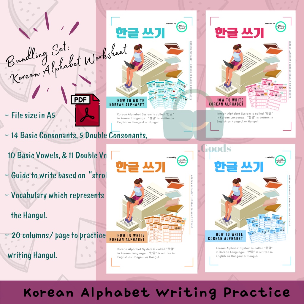 Jual Worksheet Hangul (Consonants and Vowels) | Shopee Indonesia