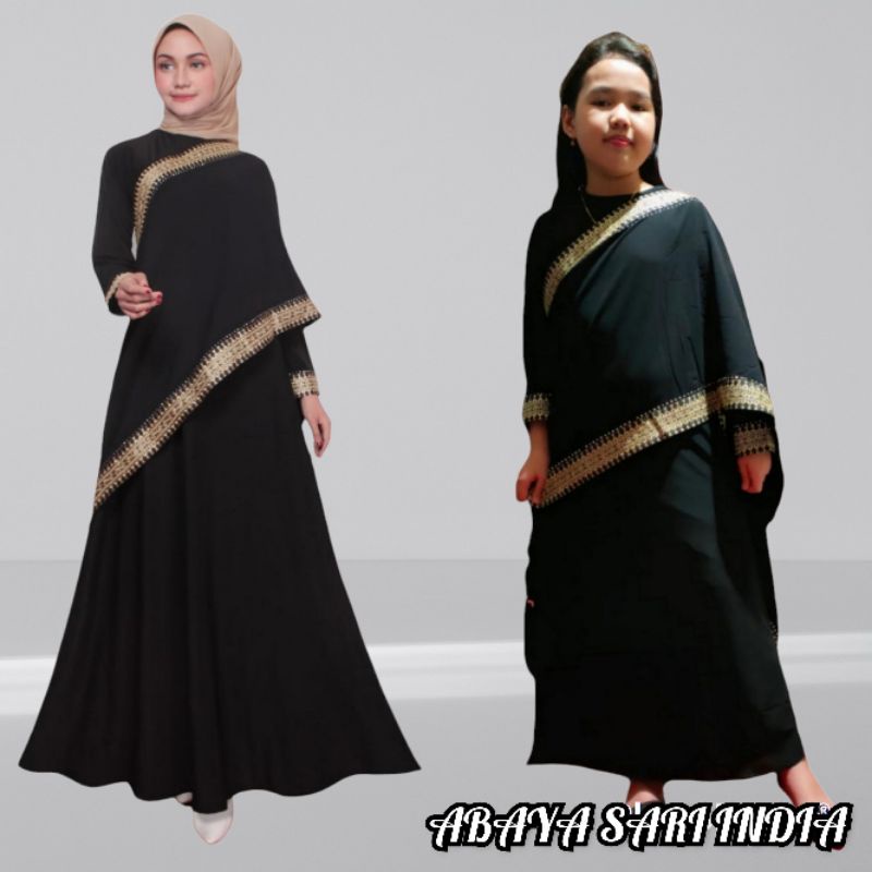 Jual ABAYA SARI INDIA GAMIS HITAM TURKEY KOMBINASI BORDIR N-3046 ...