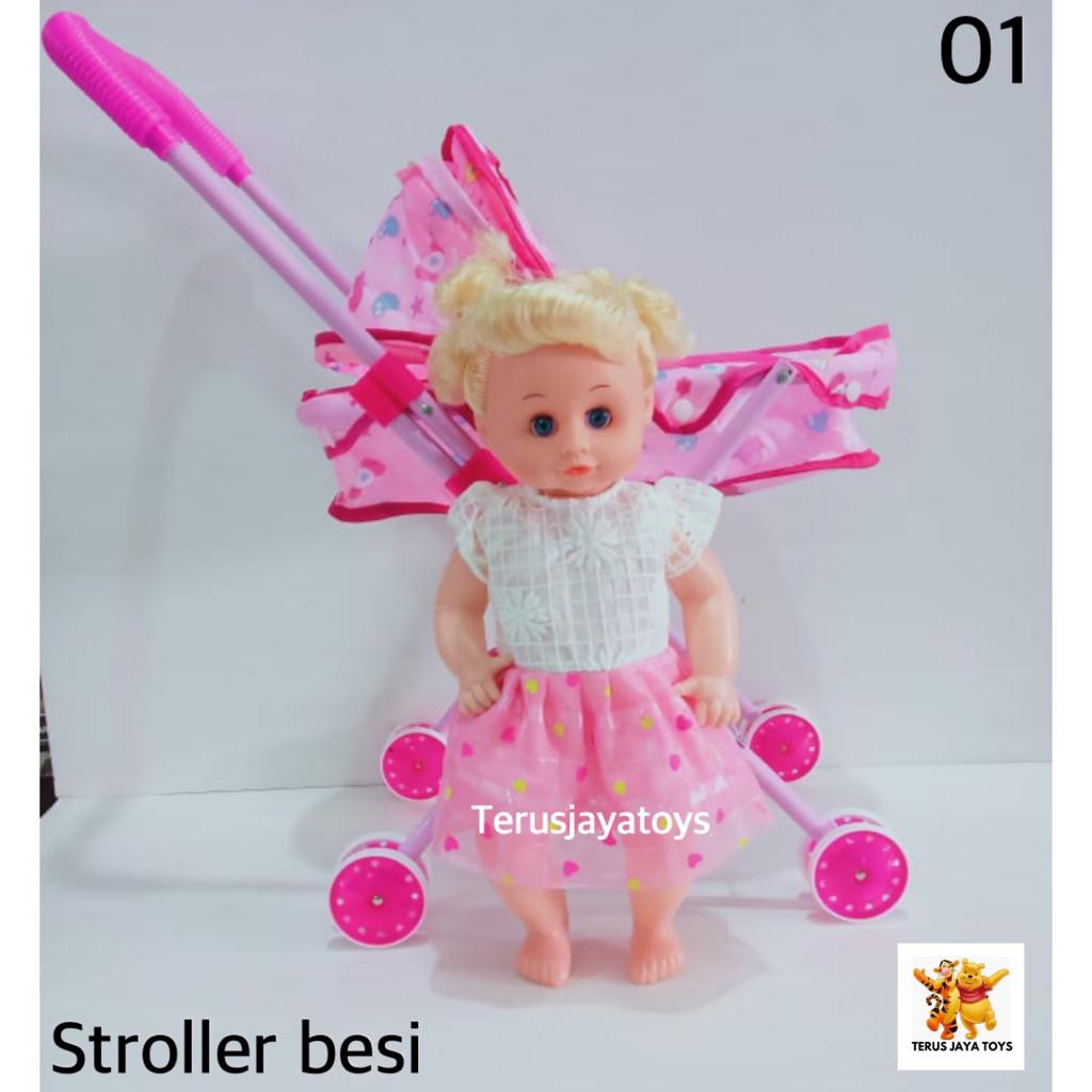 Jual MAINAN ANAK BABY STROLLER BESI/DORONGAN BONEKA BUNYI/METAL DOLL ...