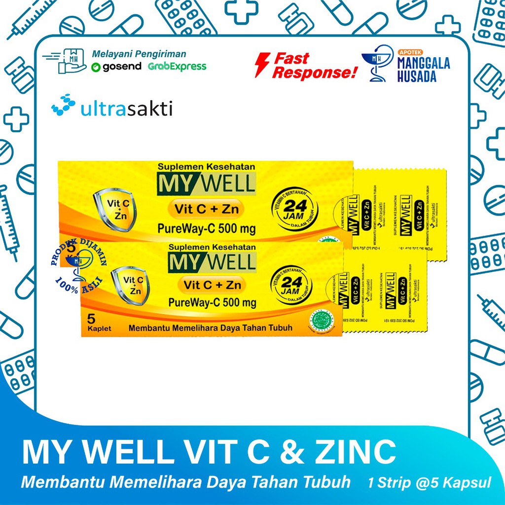 Jual MY WELL VIT C PLUS ZINC 1 AMPLOP (STRIP) @ 5 KAPLET | Shopee Indonesia