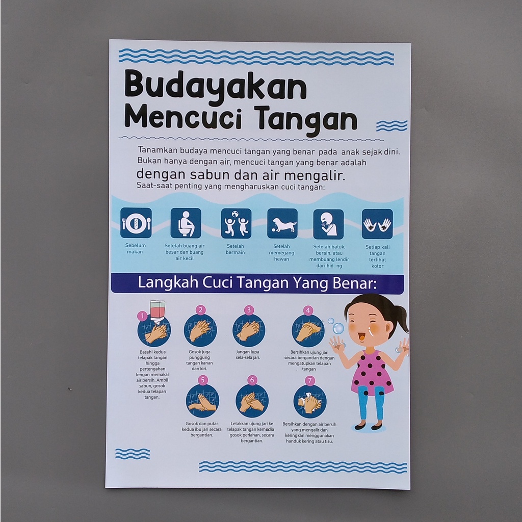 Jual Poster Budaya Mencuci Tangan Poster Cuci Tangan Pakai Sabun Poster Cara Cuci Tangan