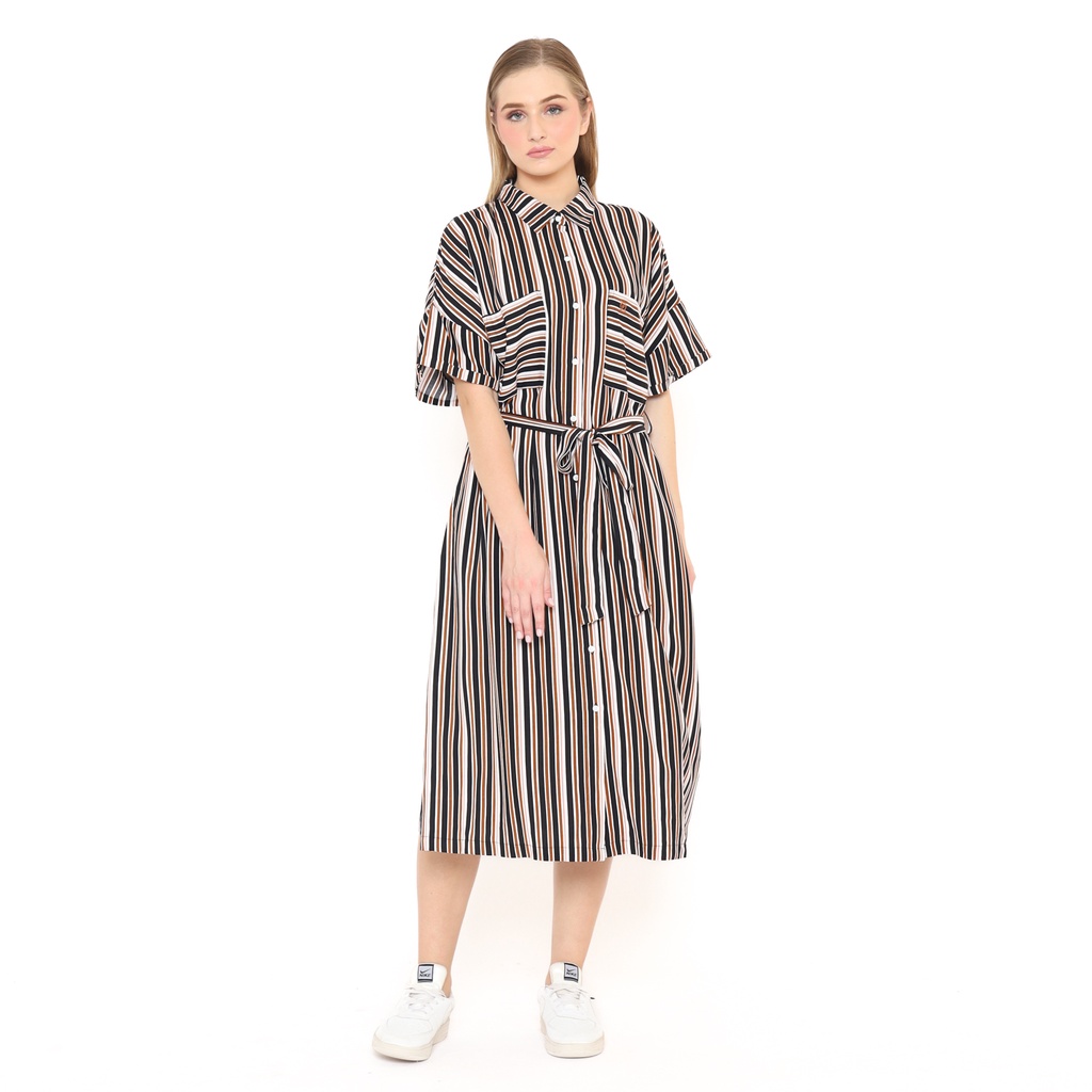 Jual Planet Surf Clothing Dress Panjang Wanita Garis Coklat Viela Maxy ...
