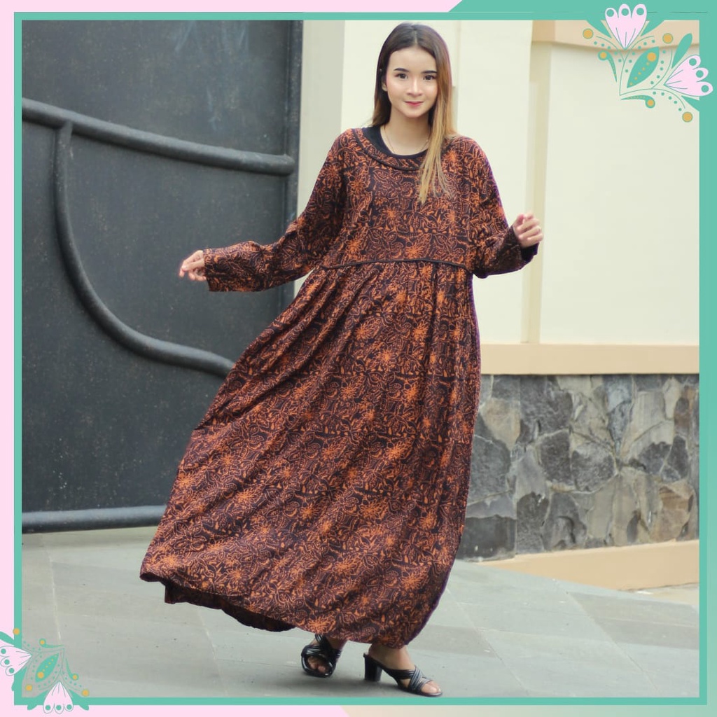 Jual GAMIS BATIK MODERN SOFIA | Long Dress Batik Cantik | Baju Terusan ...