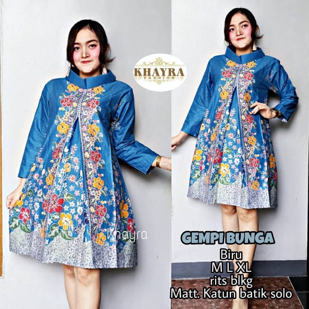 Jual TUNIK BATIK BIRU MUDA BIRU NAVY UNGGUL JAYA STANDAR JUMBO BAJU ...
