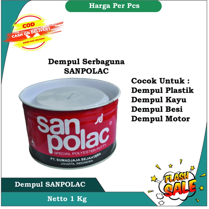 Jual Dempul Besi Kayu Logam Sanpolac 1 KG body Mobil Motor Plastik ...