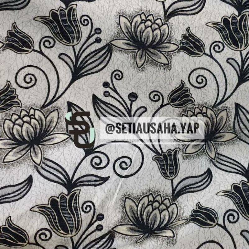 Jual Kain kursi designer motif flora monokrom hitam putih art deco ...