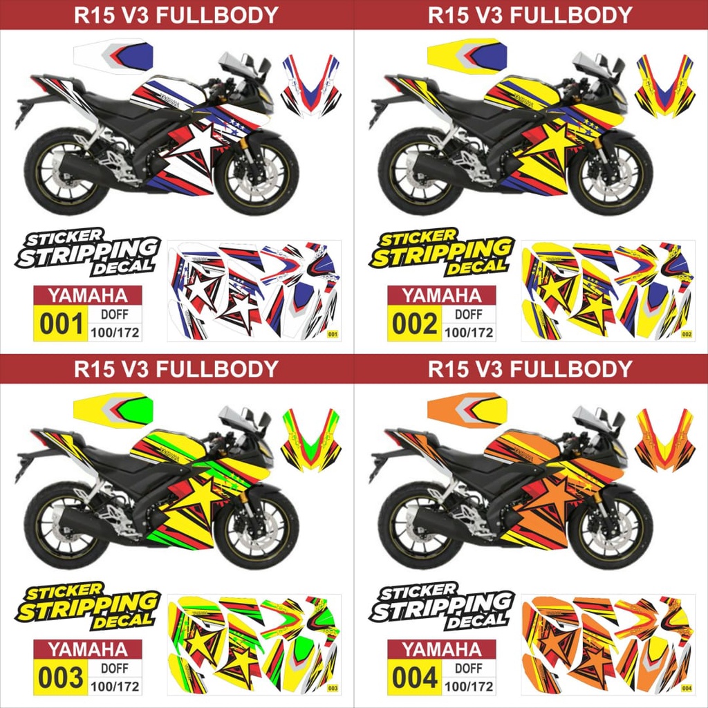 Jual Sticker Striping Decal Yamaha R15 V3 FULLBODY Tahun 2019 Variasi ...