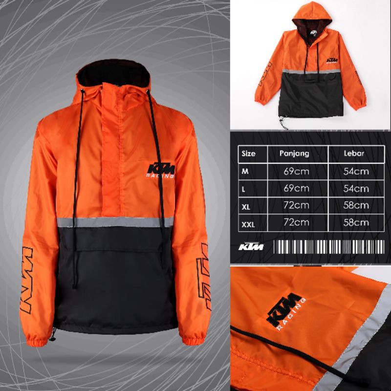 Jual JAKET KTM CAGOULE REFLECTIVE (ORANGE x BLACK)-jaket parasut racing ...