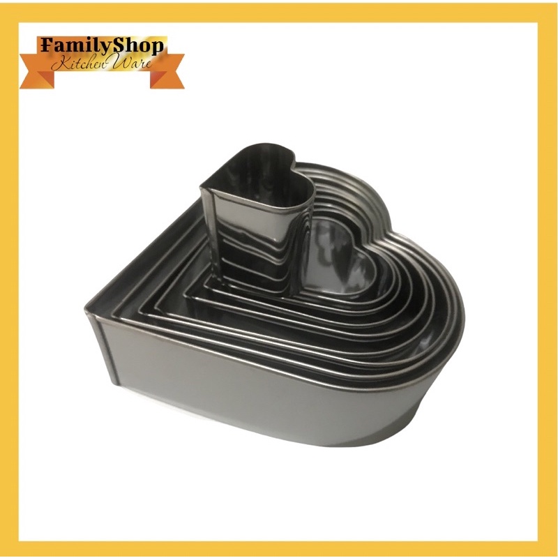 Jual Cookies Cutter Kue 10 ukuran Motif Bulat Love Persegi Bunga Tetes ...