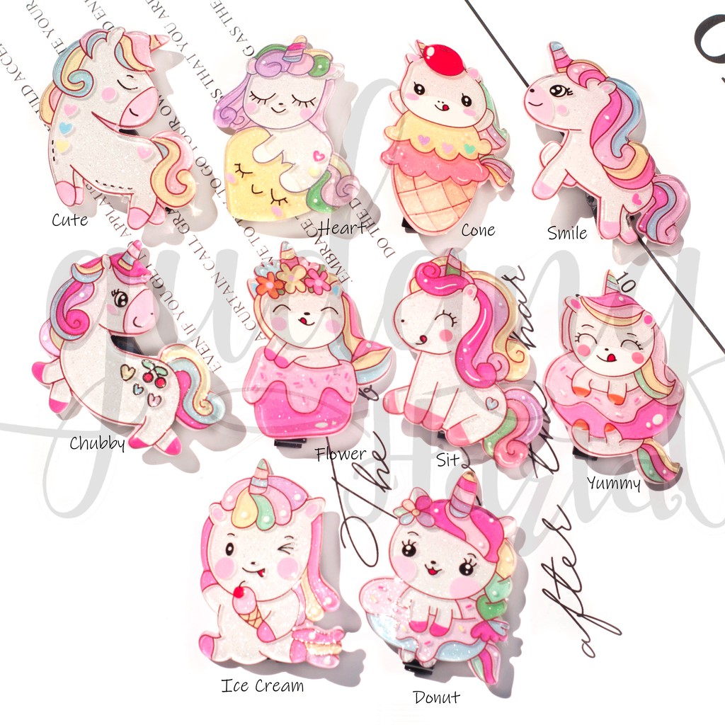 Jual Jepit Rambut Anak Unicorn Ice Cream Lucu Unik Hairclip GH 201619 ...
