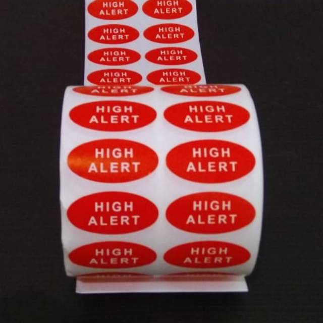 Jual STIKER HIGH ALERT RUMAH SAKIT/STIKER PENANDA MEDIS 40x20 2 LINE ...