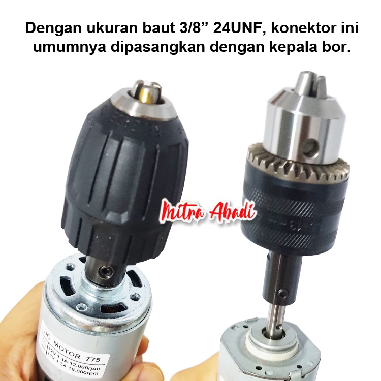 Jual 3/8" 24UNF Drill CHUCK Screw Adapter Konverter Motor Kepala Bor ...