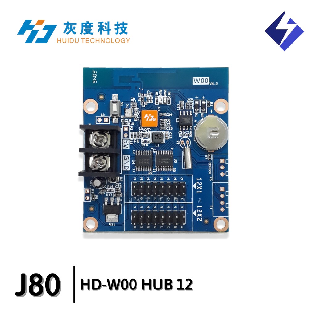 Jual HUIDU HD-W00 Controller 5V DC Hub-12 WiFi 2 Baris Running Text No Antena | Shopee Indonesia