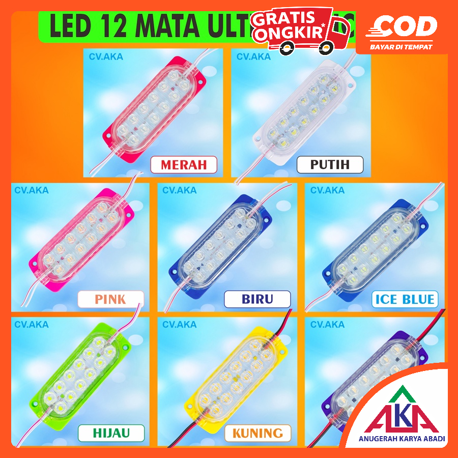 Jual BARU Lampu LED Ultrasonic 12 Mata 24V Waterproof / Modul LED 12 Mata 7W 24 Volt Variasi ...