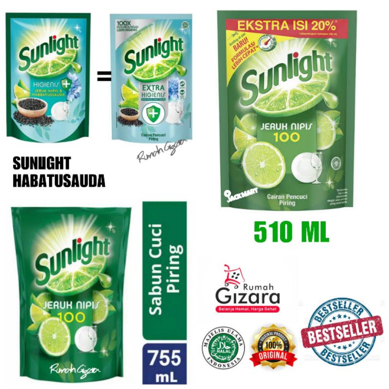 Jual SUNLIGHT Sunlight Jeruk Nipis 460 ML & 650ml 755 ML Sabun Cuci Piring Refill | Shopee Indonesia