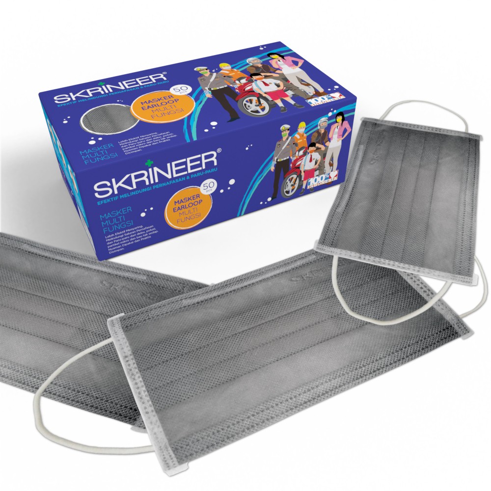 Jual Skrineer Mask 1 Lapis isi 50 Earloop Grey | Shopee Indonesia