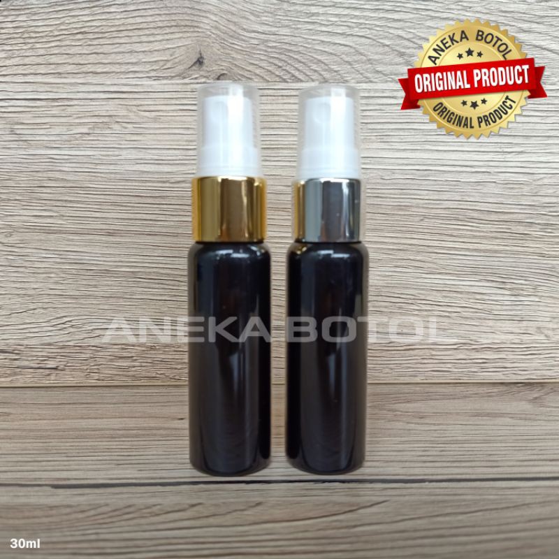Jual BOTOL PET 30 ML3 HITAM TUTUP SPRAY ALUMINIUM KILAP SHINY / BOTOL ...