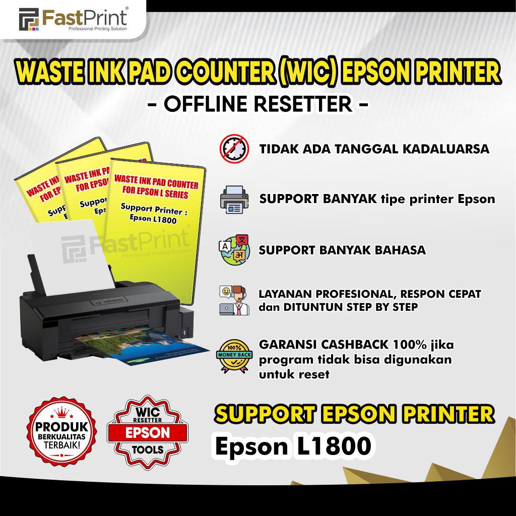 Jual Promo WIC Resetter Epson L120, L130, L220, L310, L360, L365 Free 1 ...