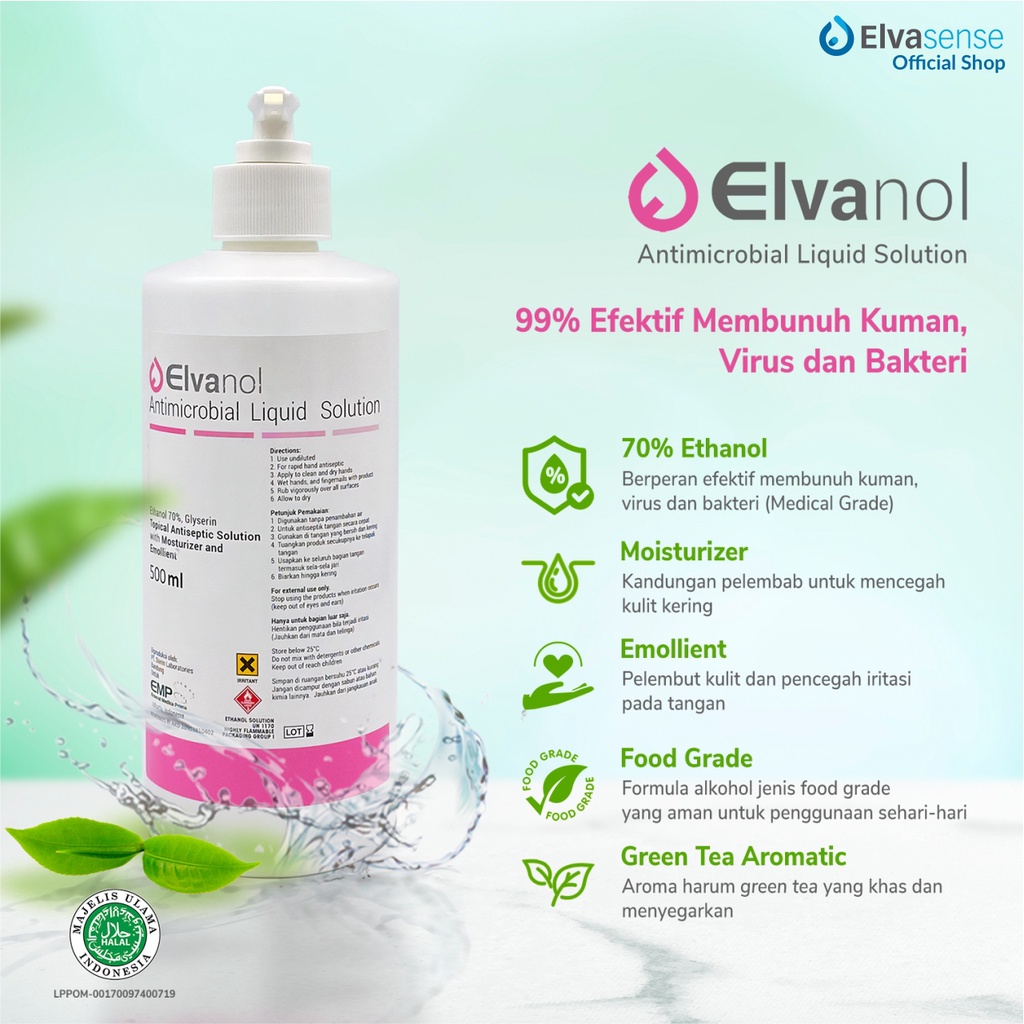 Jual Hand Sanitizer Elvanol 500ml, dengan Moisturizer dan Emollient ...