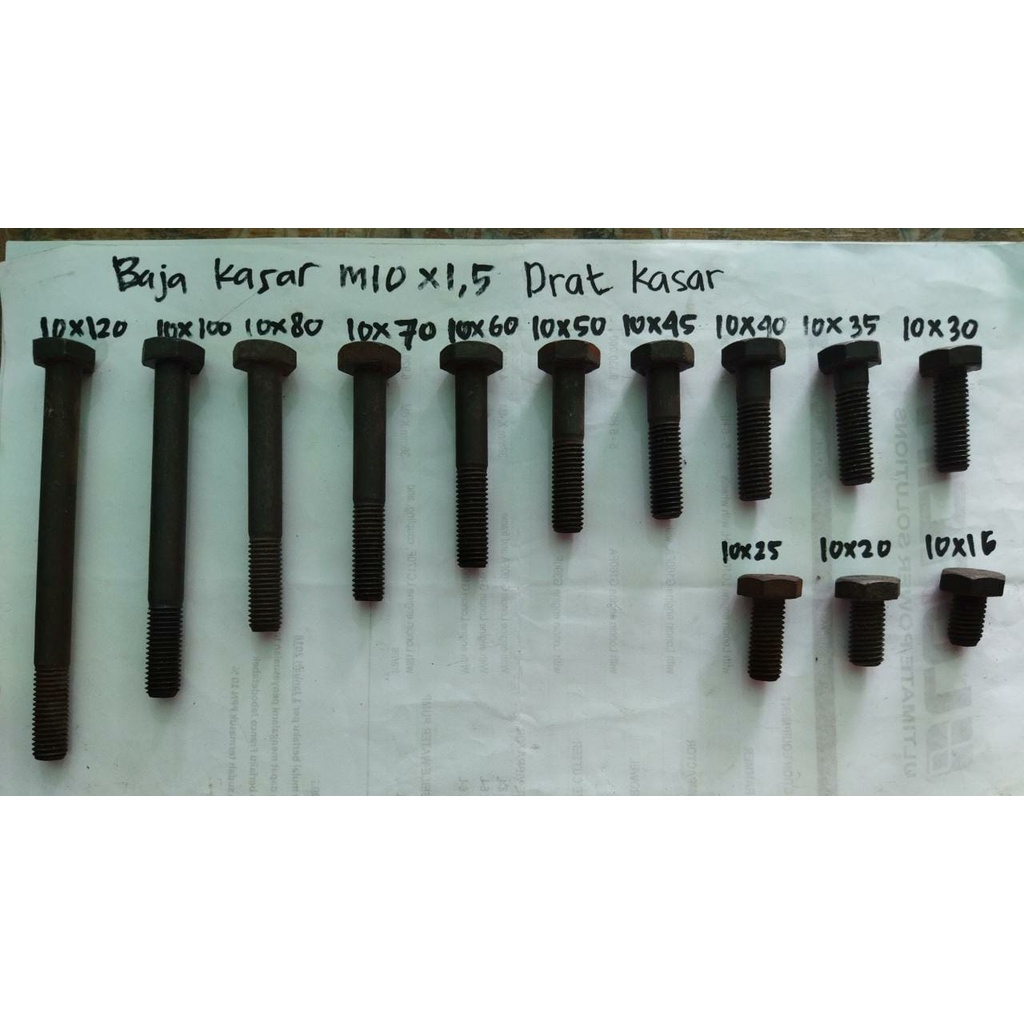 Jual BAUT MUR BAJA KASAR M10 drat 10 Kepala Kunci 17 drat P1.50mm / BAUT MUR BAJA HITAM drat ...